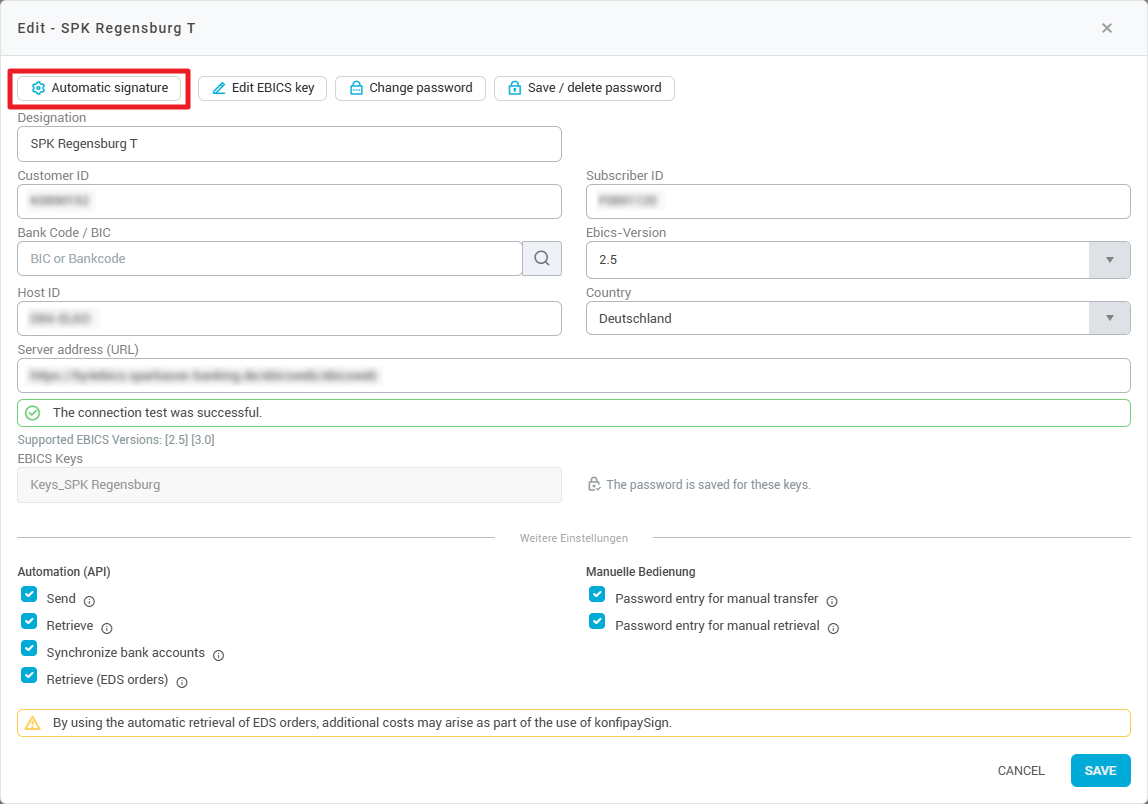 Automatic signature in konfipaySign